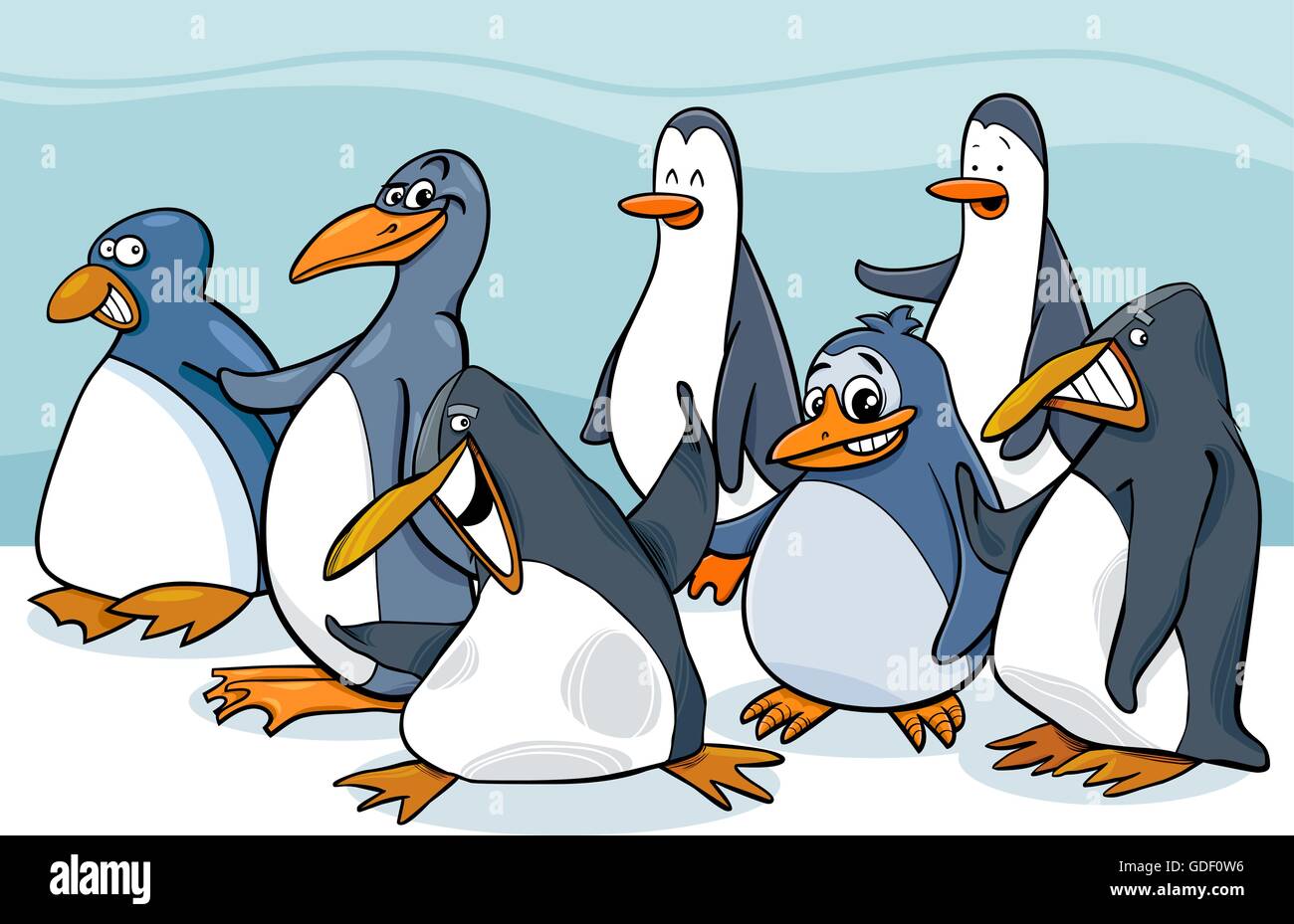 Cartoon Illustration of Penguins Birds Animal Characters Group Stock ...