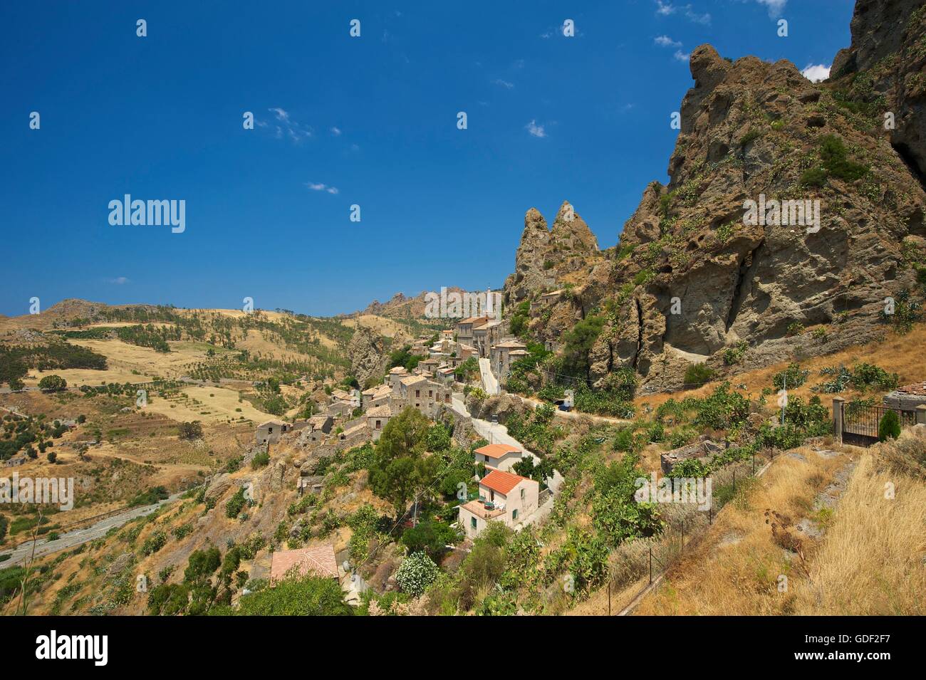 Mountain village Pentedatillo, Aspromonte, Calabria, Italy Stock Photo ...