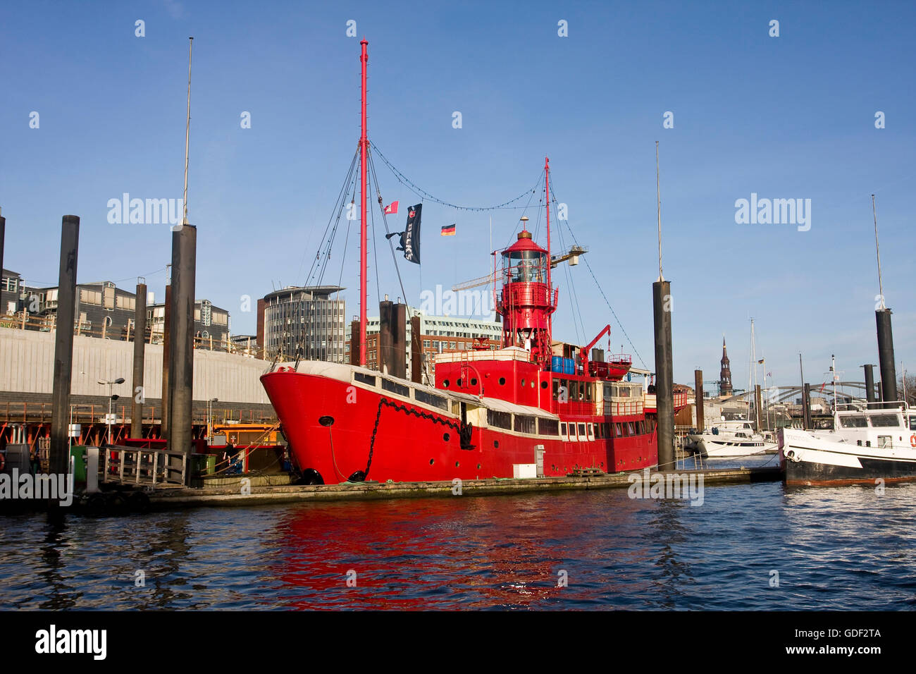 Old lightship Elbe 1, museum ship, Oevelgoenne, Hamburg, Germany Stock ...
