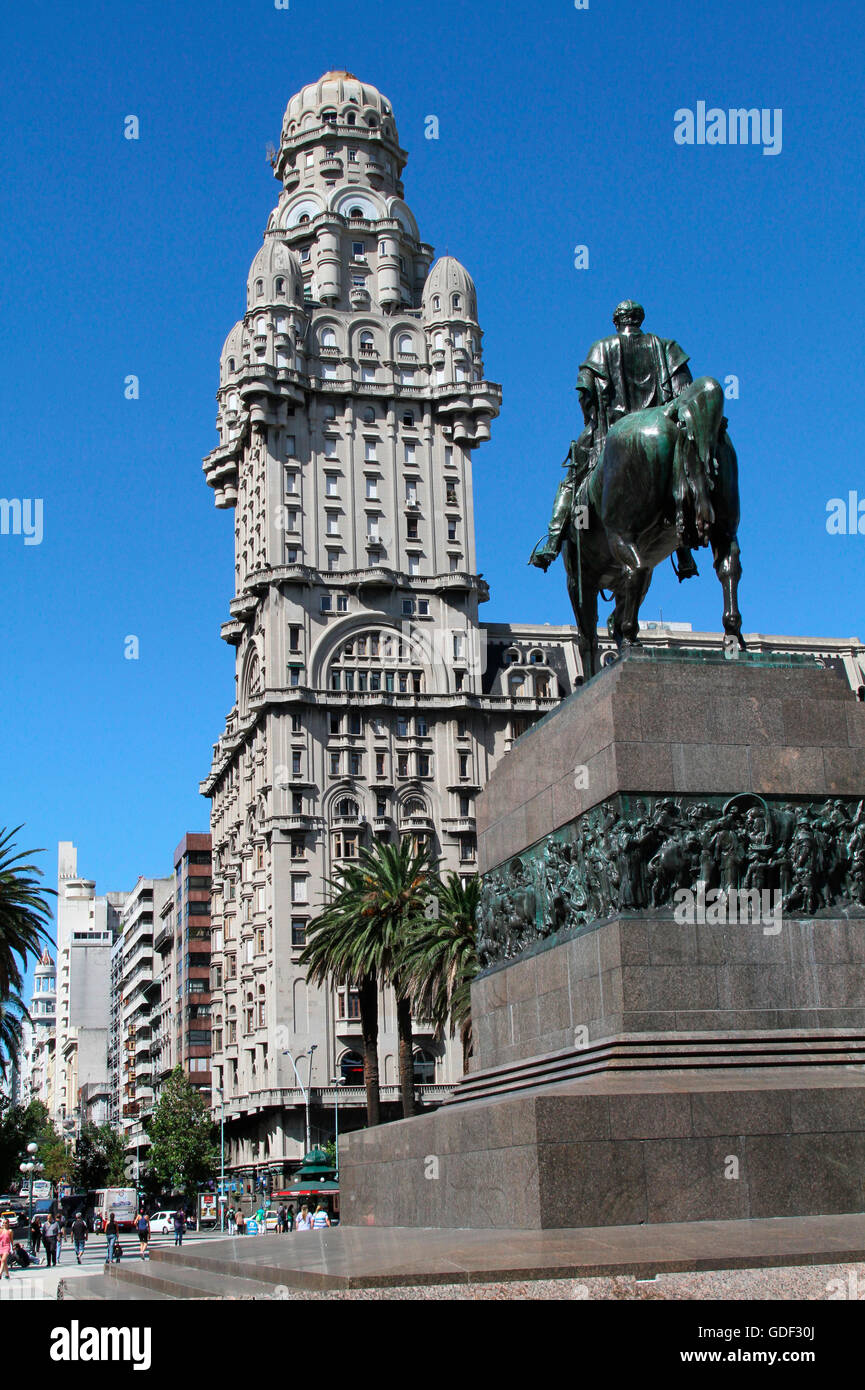 Salve Palace, equestrian statue of General Jose Gervasio Artigas ...