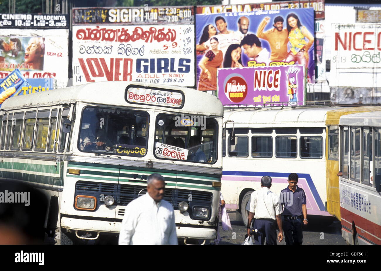 a bus station in the town of Kandy of Sri Lanka in Asien Stock Photo ...
