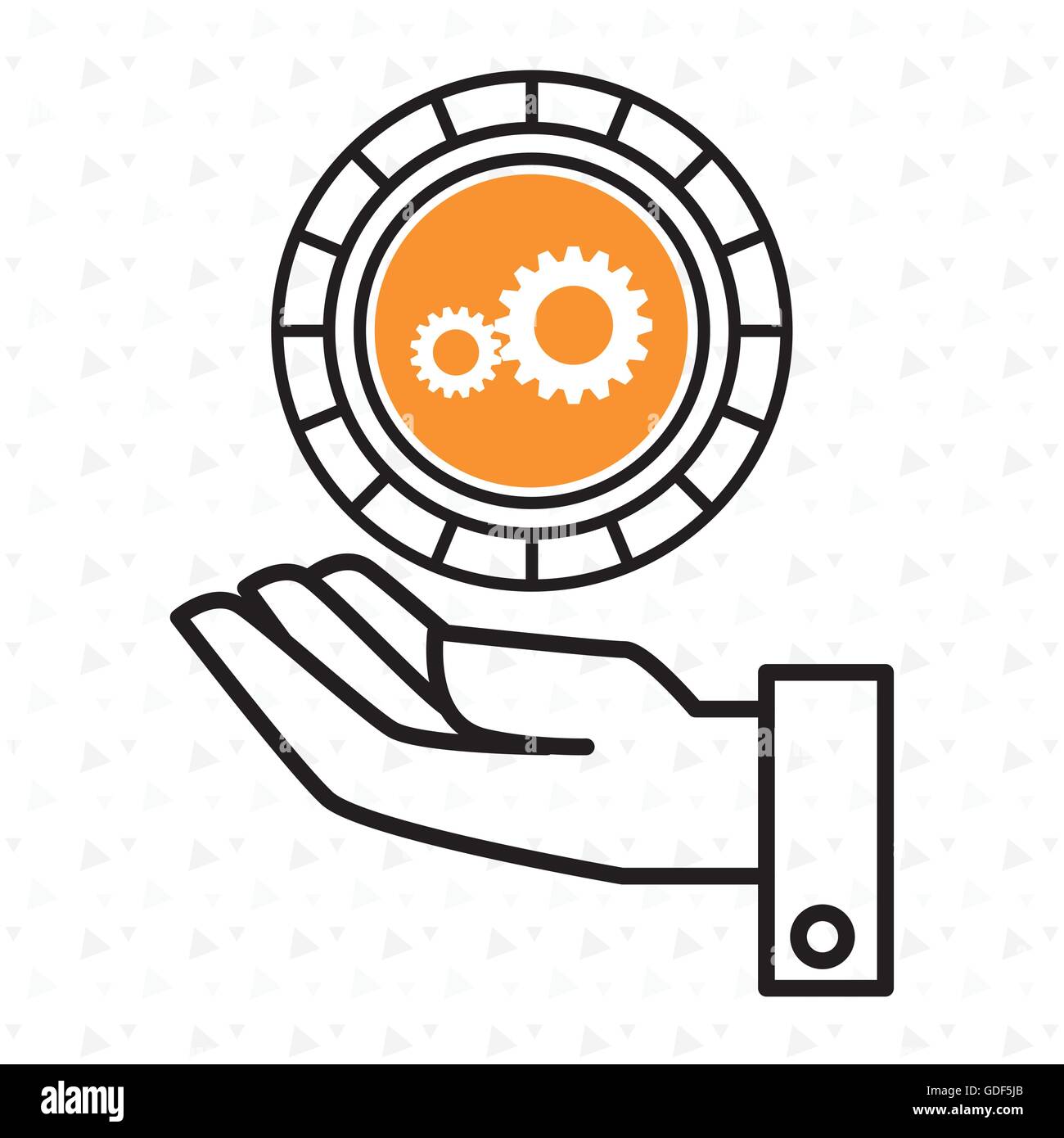 hand and gear yellow isolated icon design Stock Vector Image & Art - Alamy