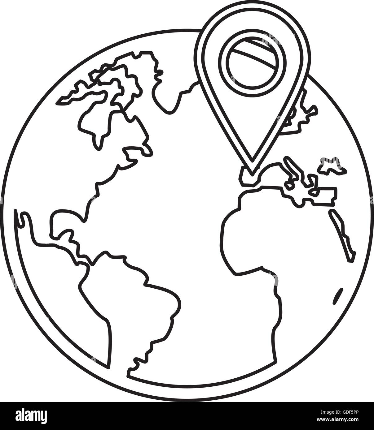 earth globe with gps pin icon Stock Vector Image & Art - Alamy