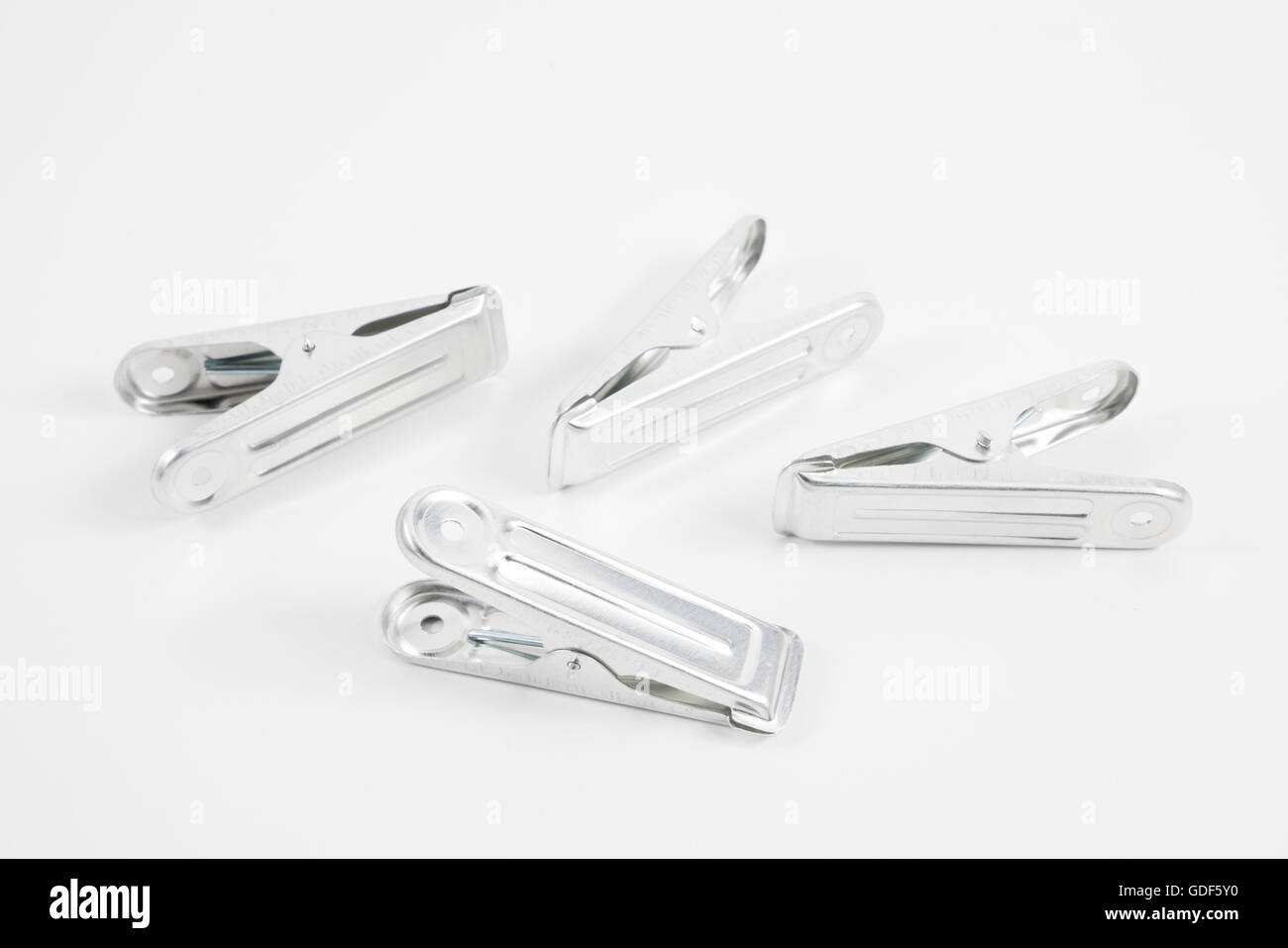 The retro aluminum clips (paper bender clip stationery Stock Photo - Alamy