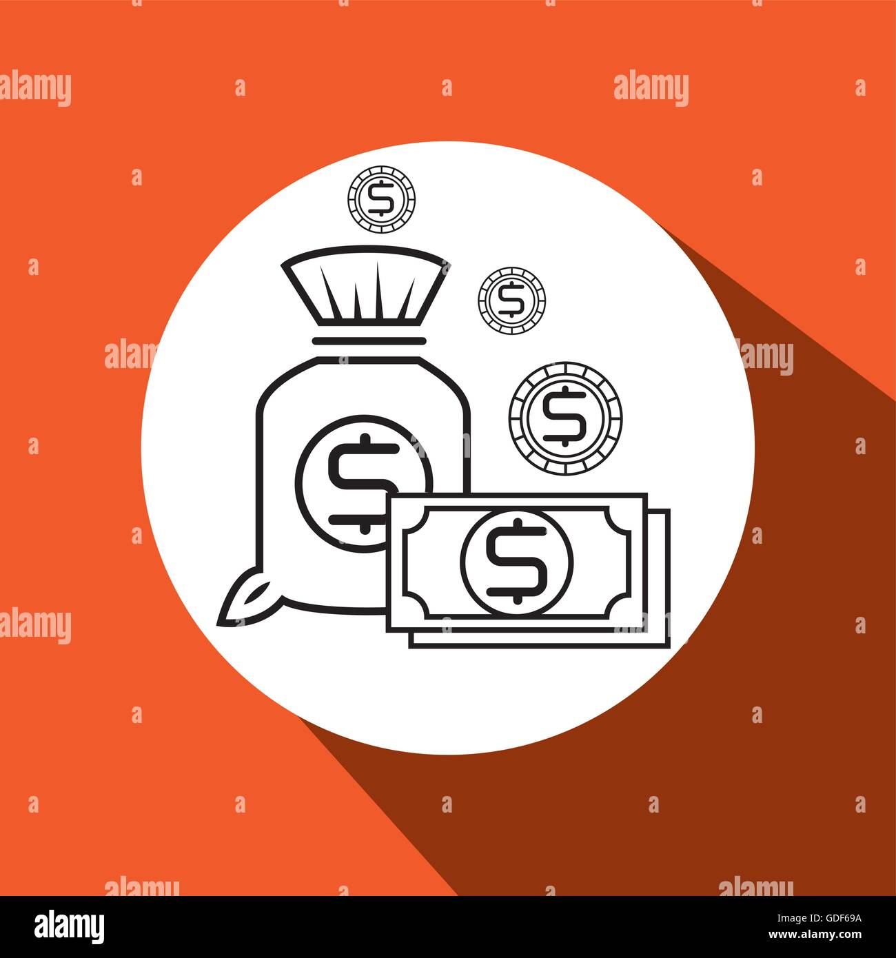 bag money orange background isolated icon design Stock Vector Image ...