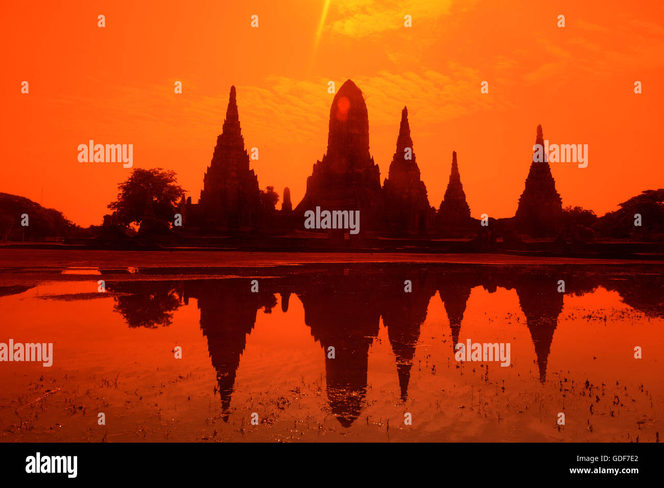 The Wat Chai Wattanaram Temple in City of Ayutthaya in the north of ...