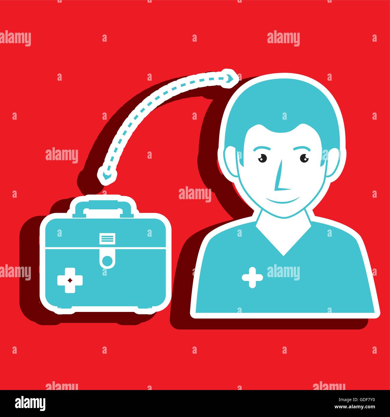nurse man and first aid kit isolated icon design Stock Vector Image ...