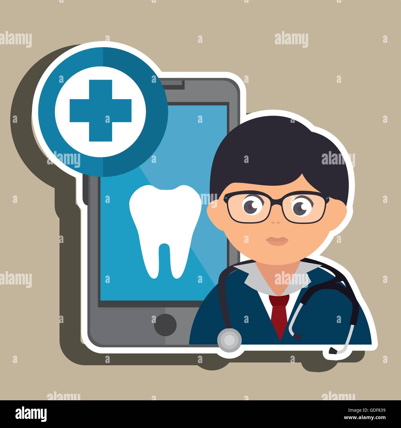 doctor cellphone and tooth isolated icon design Stock Vector Image ...