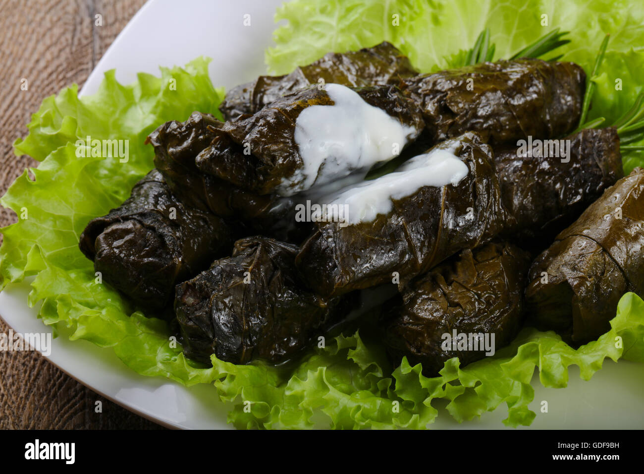 Dolma - stuffed meat in grape leaves Stock Photo - Alamy