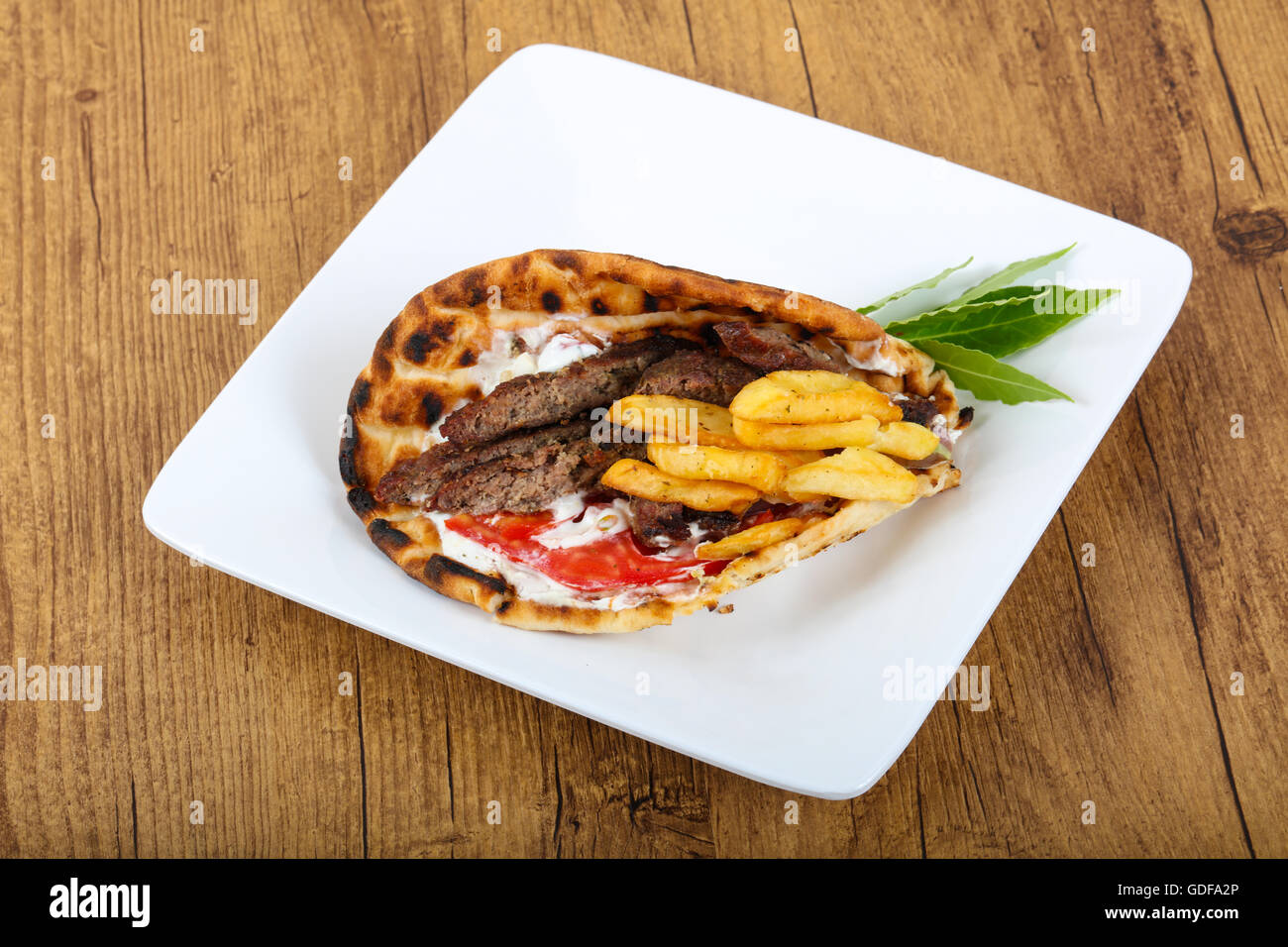Gyros - tradition Greek cuisine - pork with pita, potato and sauce ...