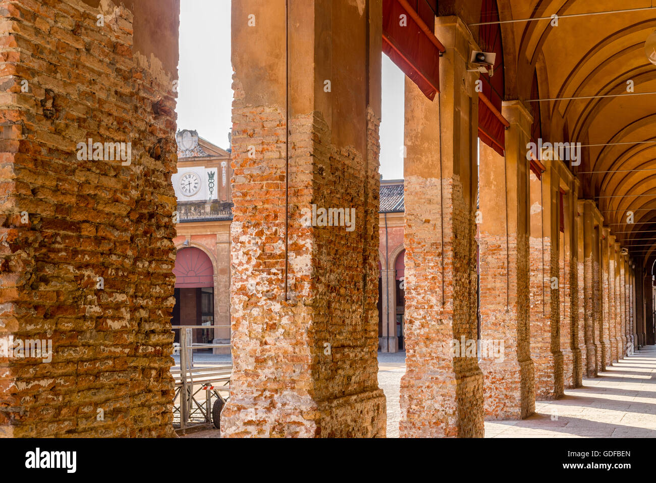 bench under the arches of a medieval porch Stock Photo - Alamy