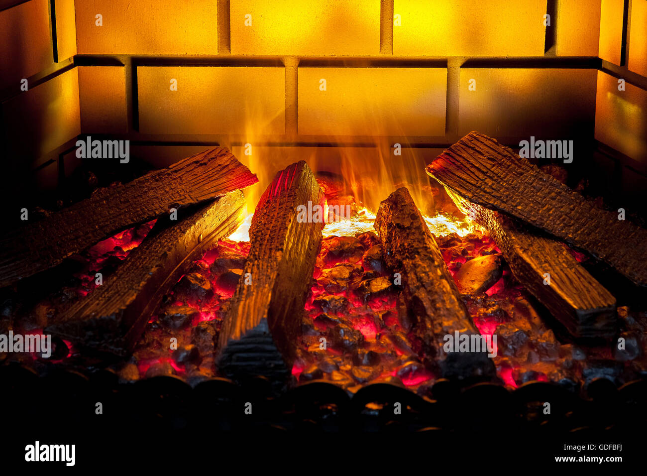 Artificial electronic fireplace Stock Photo - Alamy