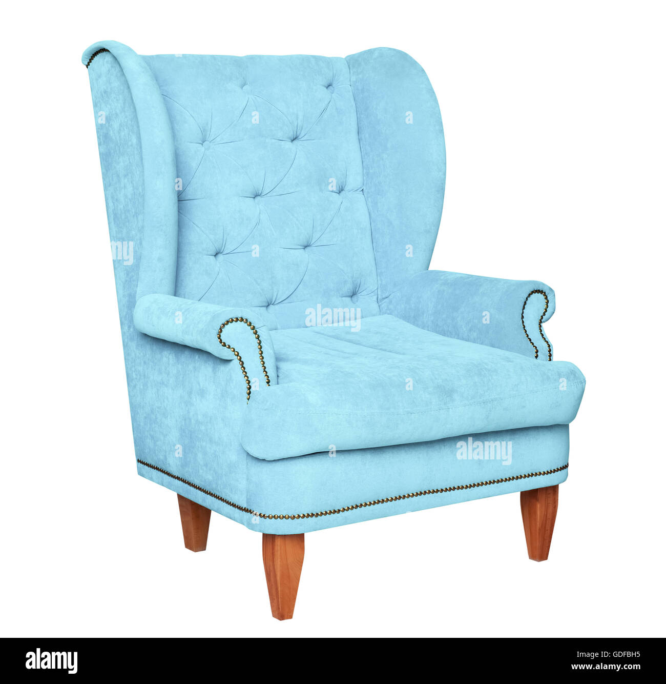 Light blue textile chair isolated Stock Photo - Alamy
