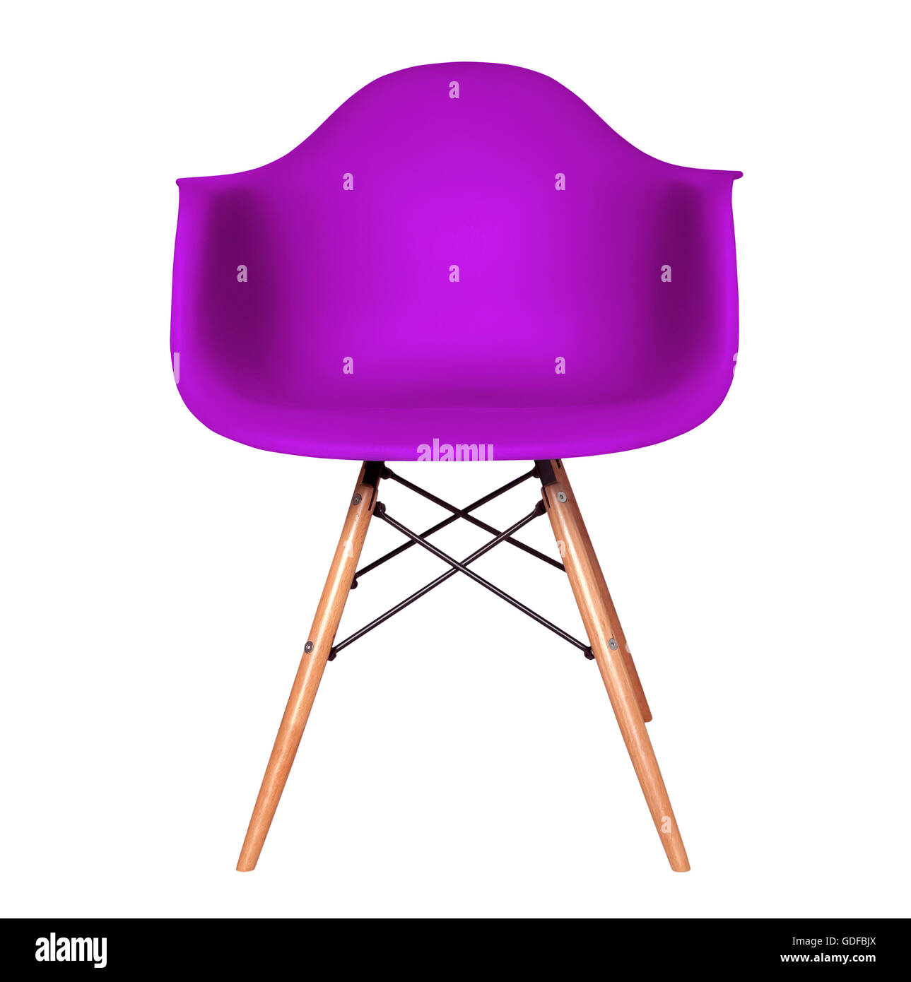 Violet color plastic chair isolated on white Stock Photo - Alamy