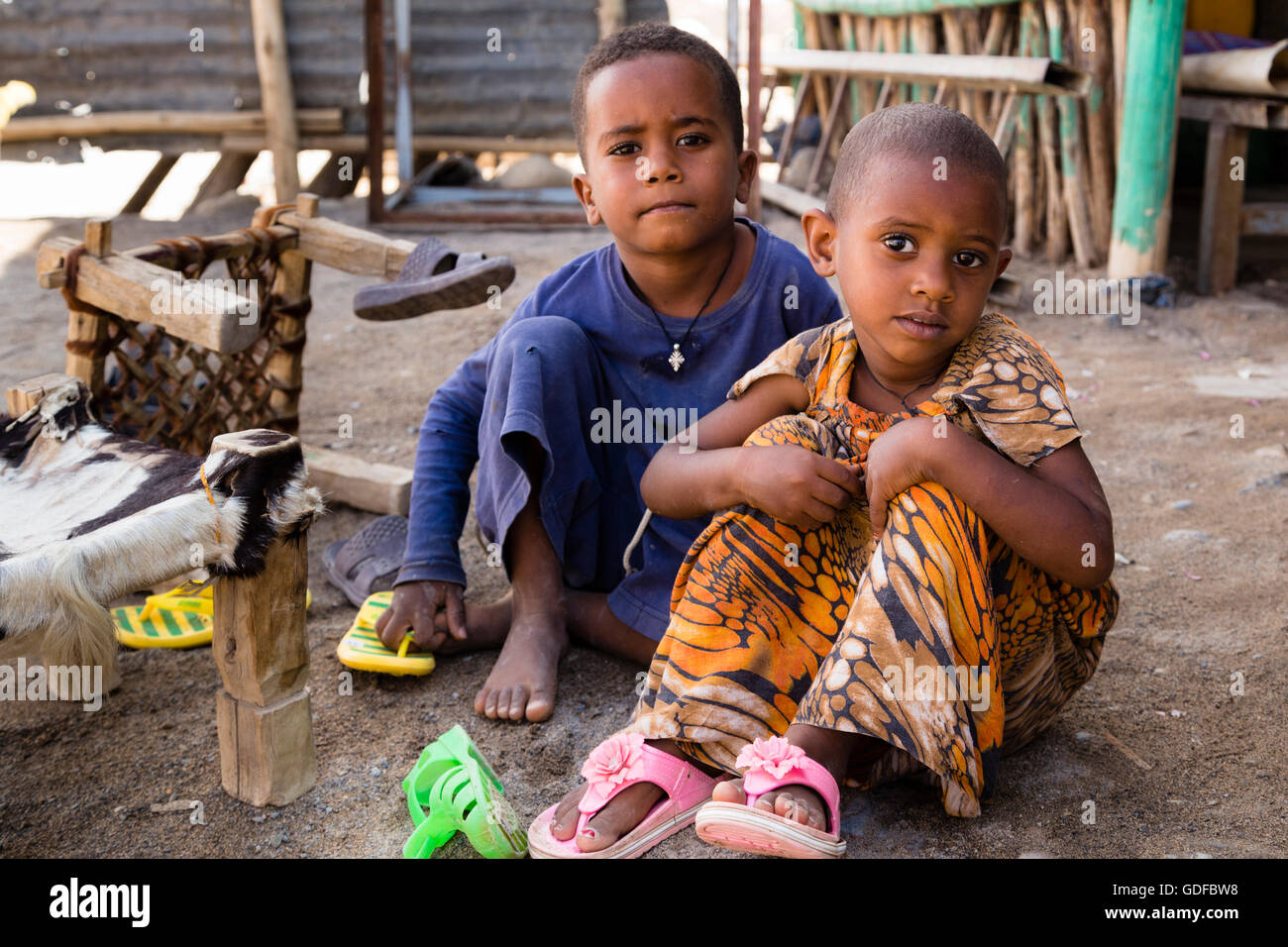 Afar children, Afar village of Ahmed Ale, Danakil Depression, Ethiopia ...
