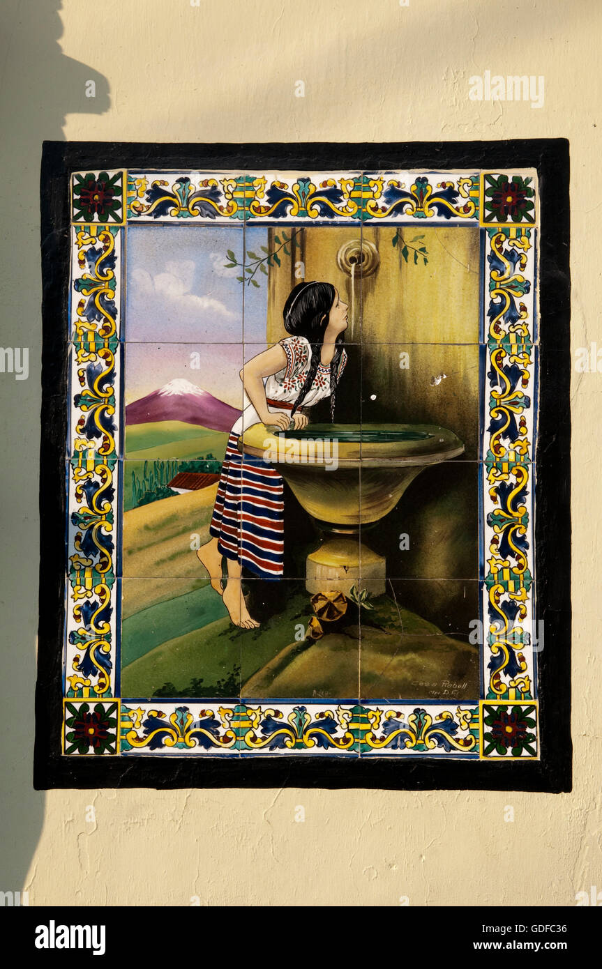Painted tiles, Chichicastenango, Guatemala, Central America Stock Photo ...