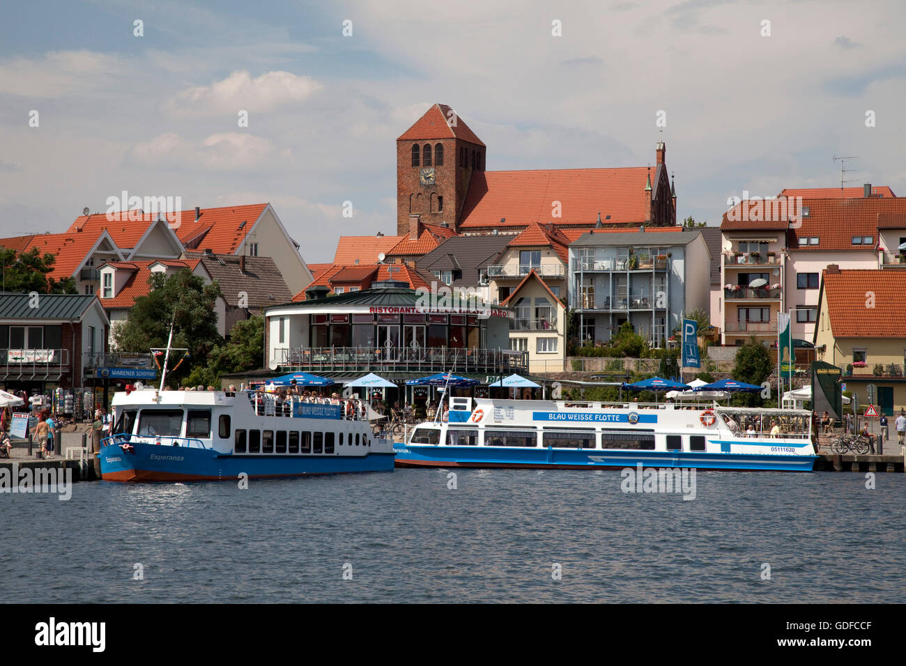 St. George's Church and the port of the climatic health-resort of Waren ...