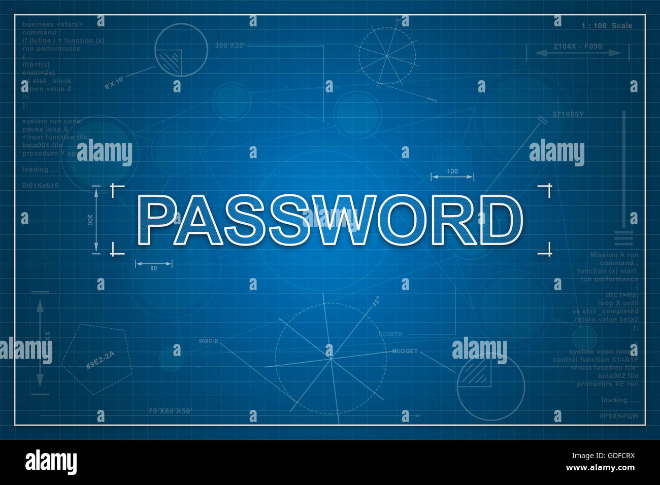 password on paper blueprint background, business concept Stock Photo ...