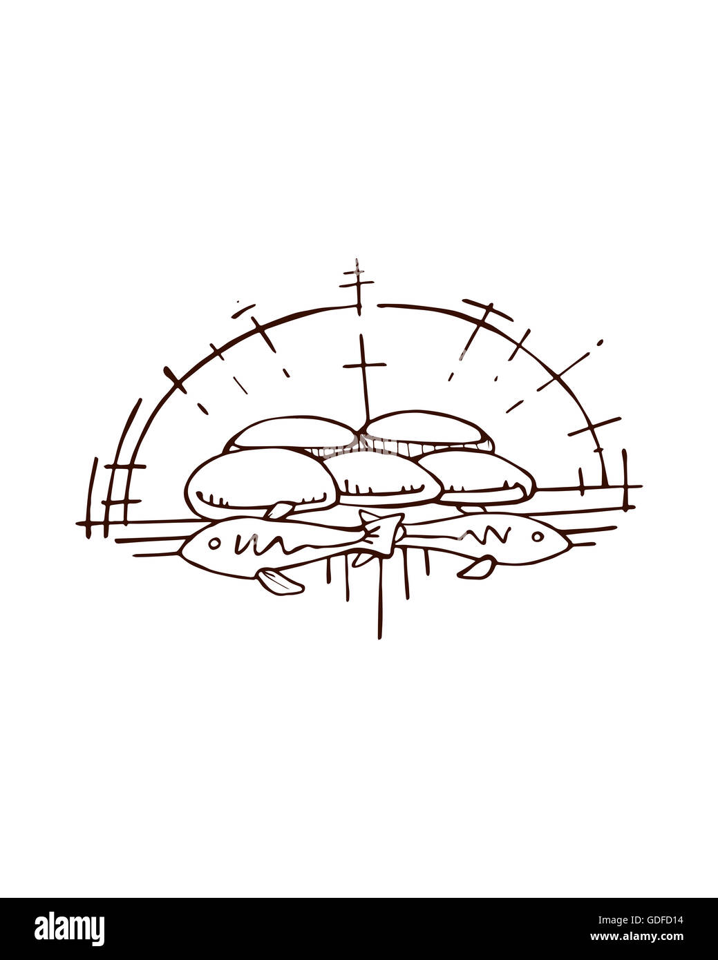 Hand drawn illustration or drawing of the religious Jesus Christ ...