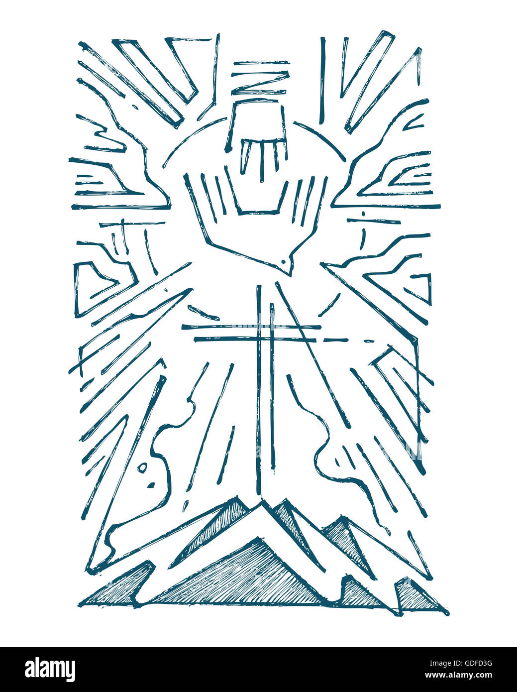 Hand drawn illustration or drawing of The Holy Trinity religious symbol ...