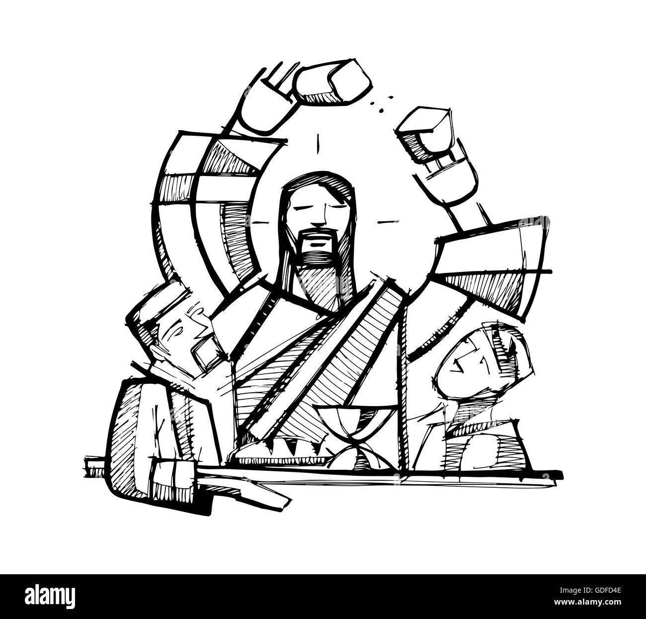 Jesus Easter Jesus Christ Vector Illustration Hand Drawn Jesus Easter Jesus Christ Vector Illustration Hand Drawn