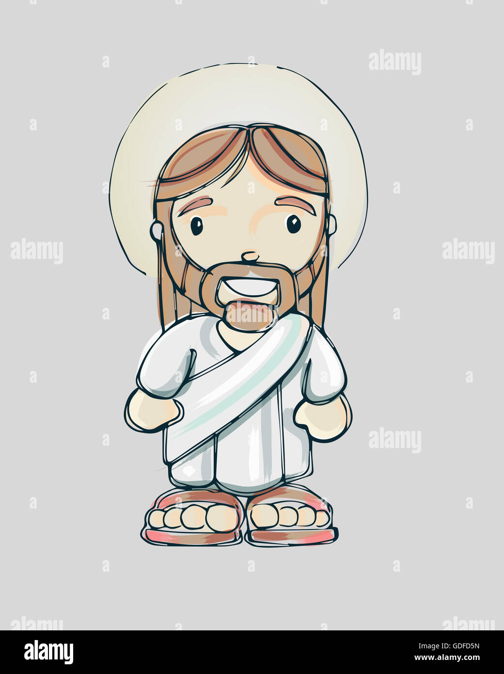 Hand drawn vector illustration or drawing of Jesus Christ smiling ...