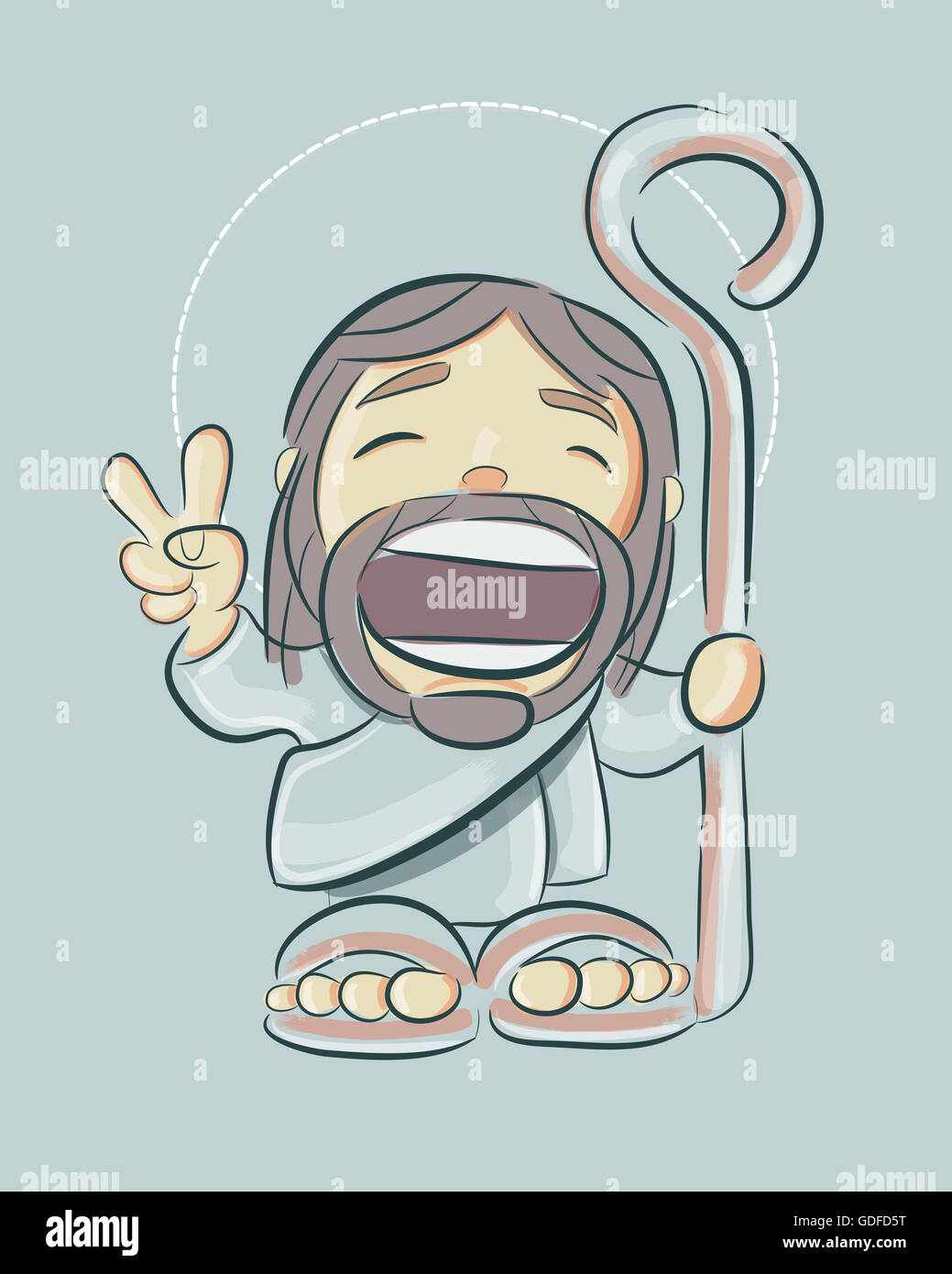 Hand drawn vector illustration or drawing of Jesus Good Shepherd ...