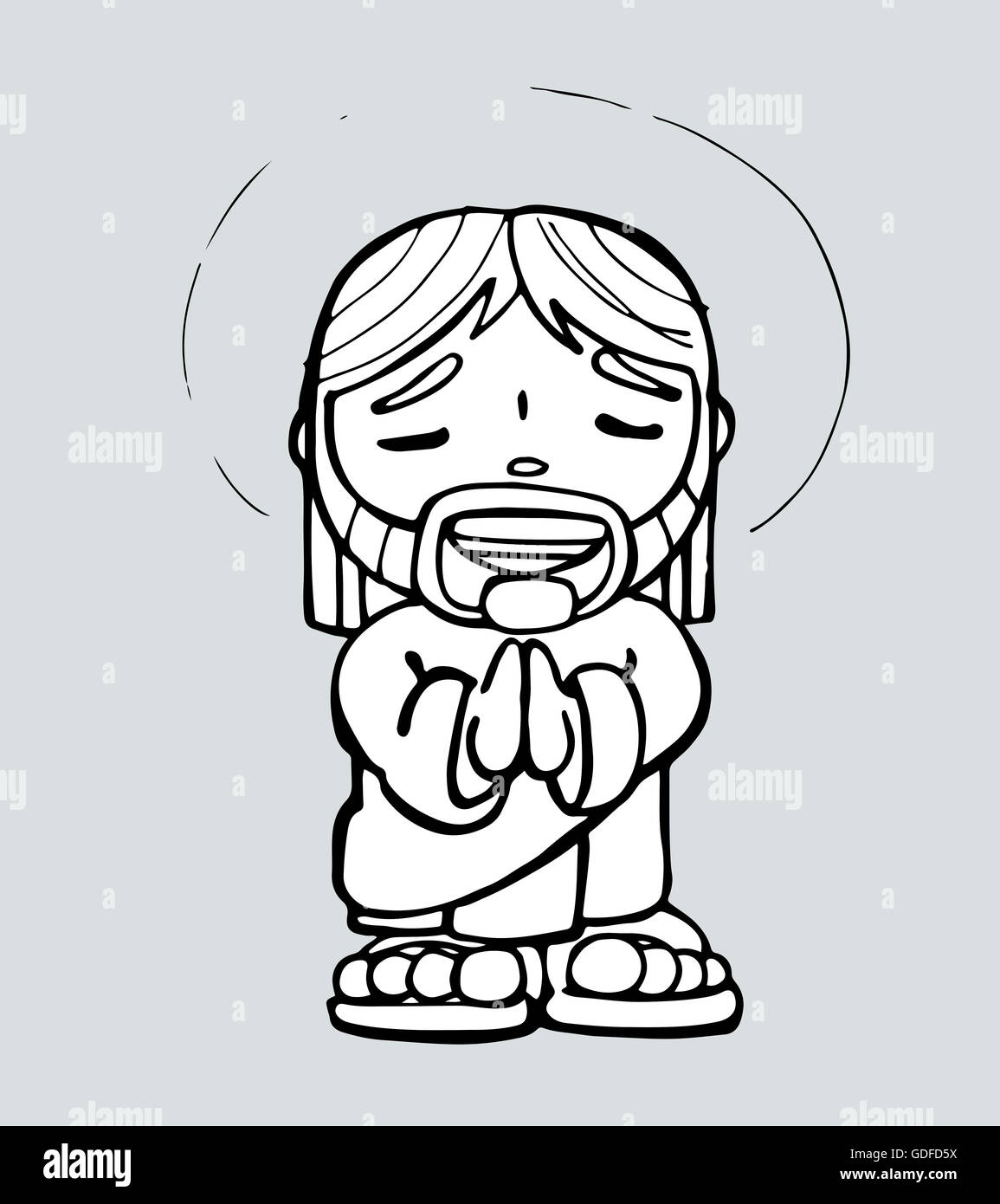 Hand drawn vector illustration or drawing of a cartoon of Jesus Christ ...