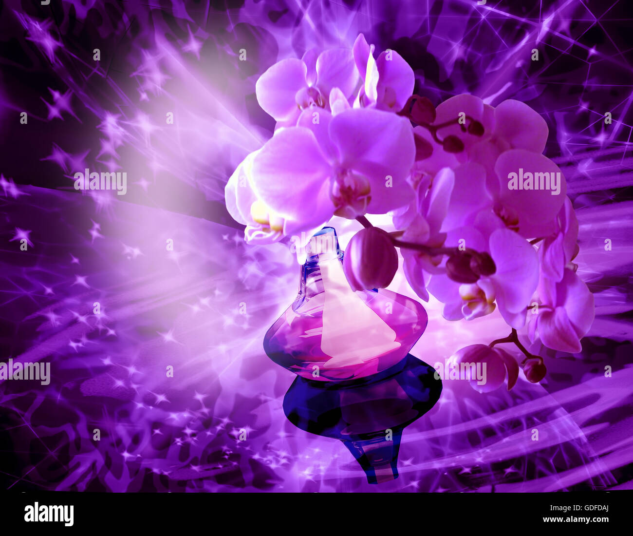 abstract background with the perfume and Orchid flowers Stock Photo - Alamy