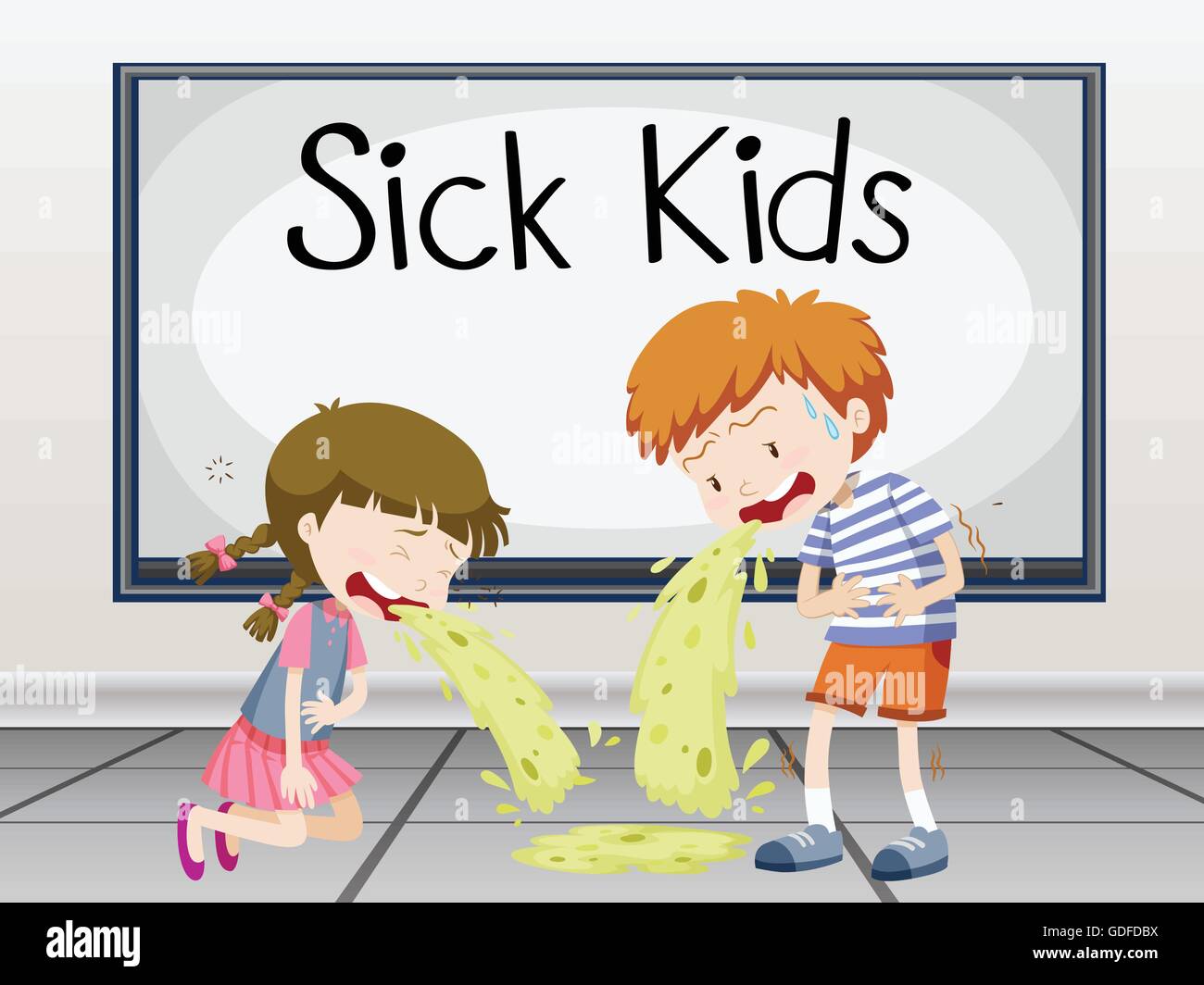 Boy and girl getting sick illustration Stock Vector Image & Art - Alamy