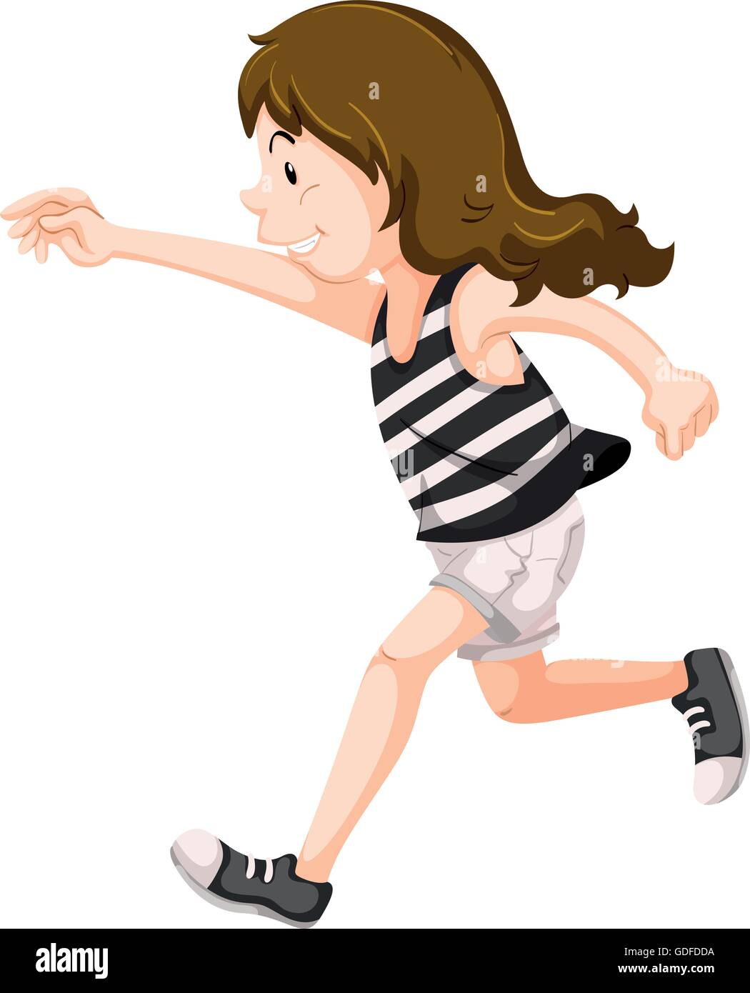 Girl in striped shirt running illustration Stock Vector Image & Art - Alamy