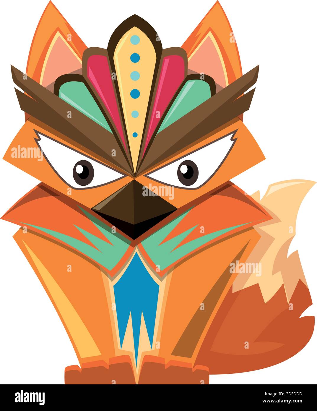 Wooden craft shape of fox illustration Stock Vector Image & Art - Alamy