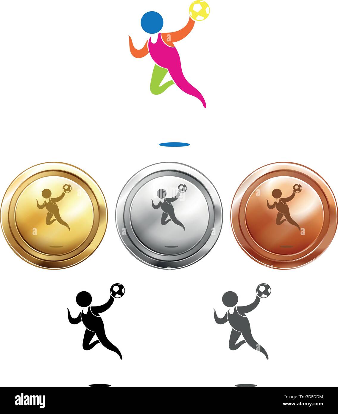 Sport icon for handball and medals illustration Stock Vector Image ...