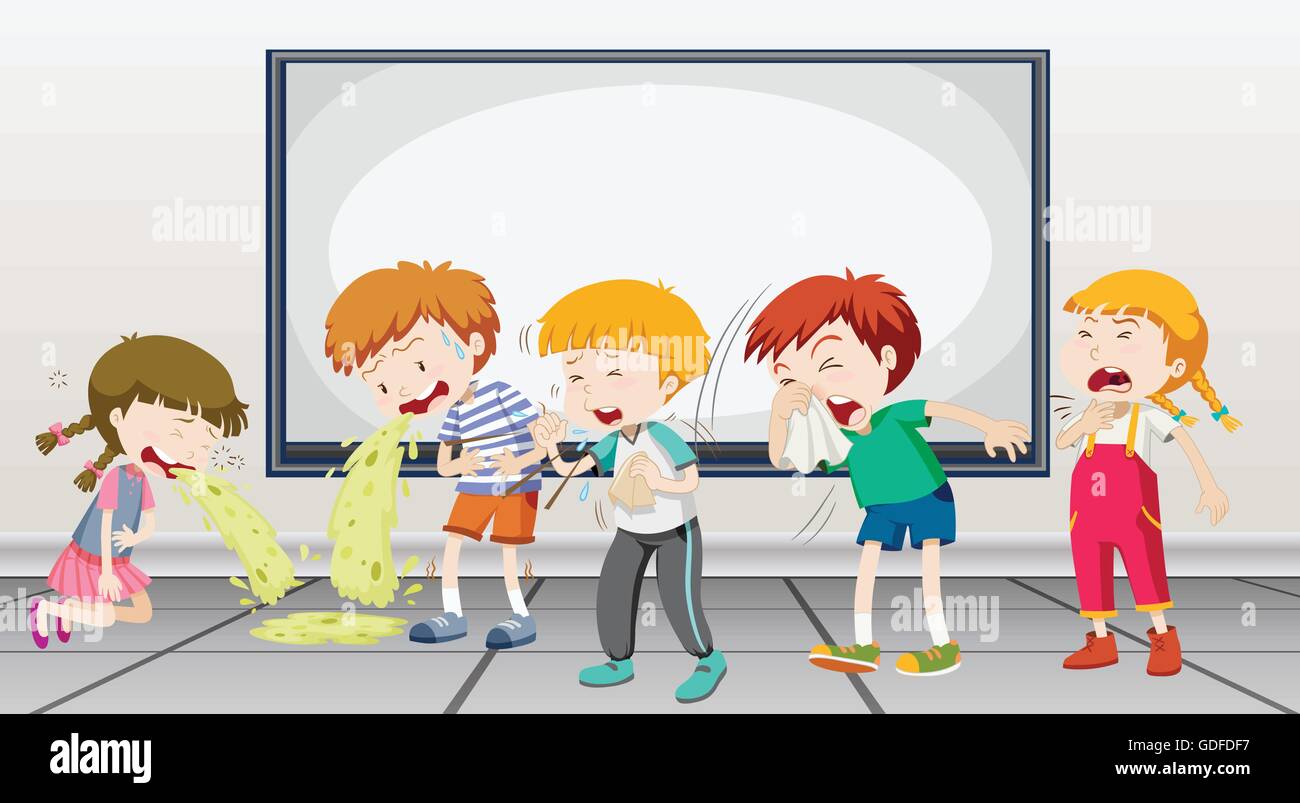 Children being sick at school illustration Stock Vector Image & Art - Alamy