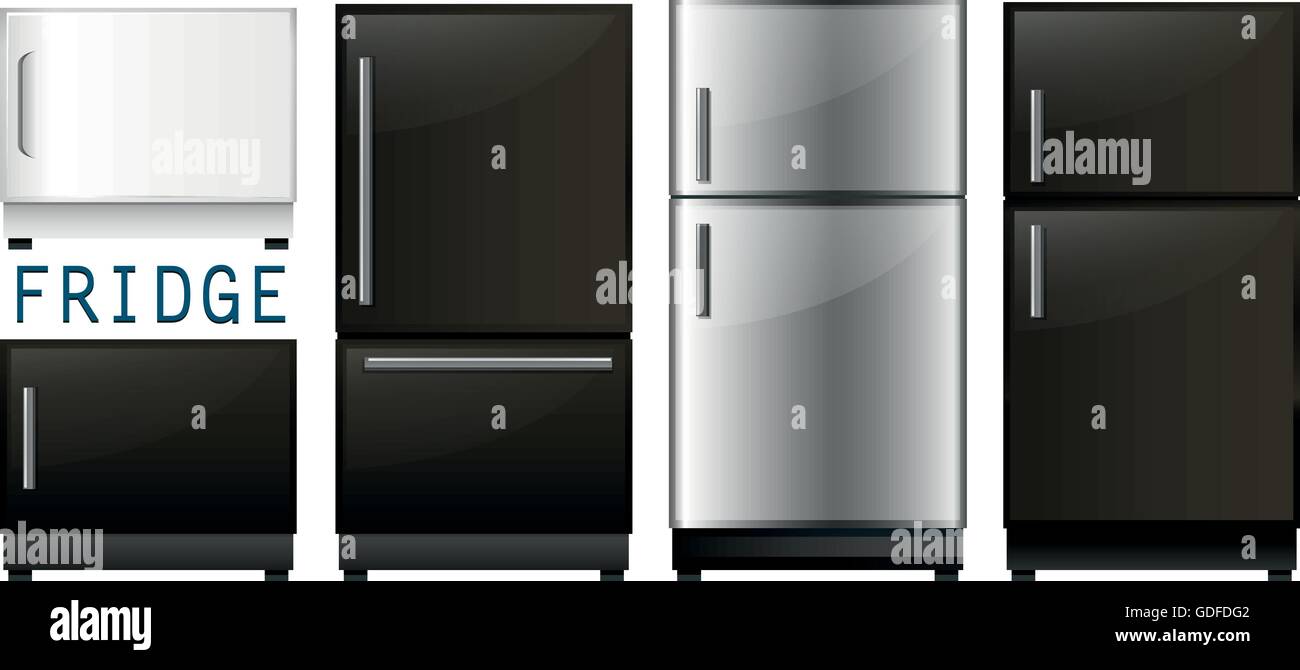 Set of refrigerators in different designs illustration Stock Vector ...