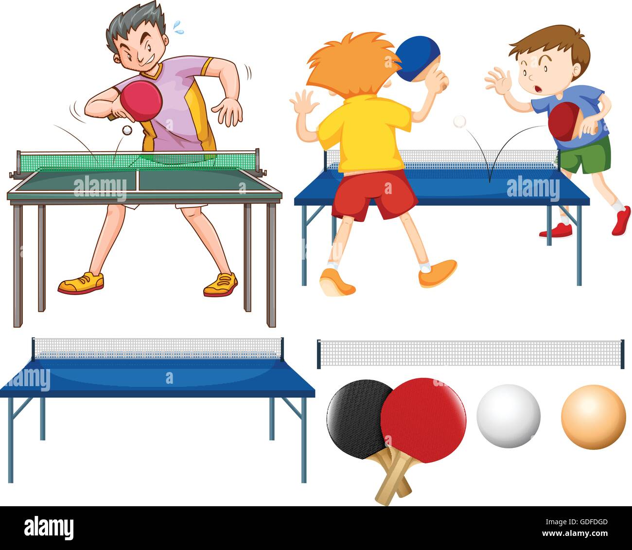 Table tennis set with players and equipments illustration Stock Vector ...