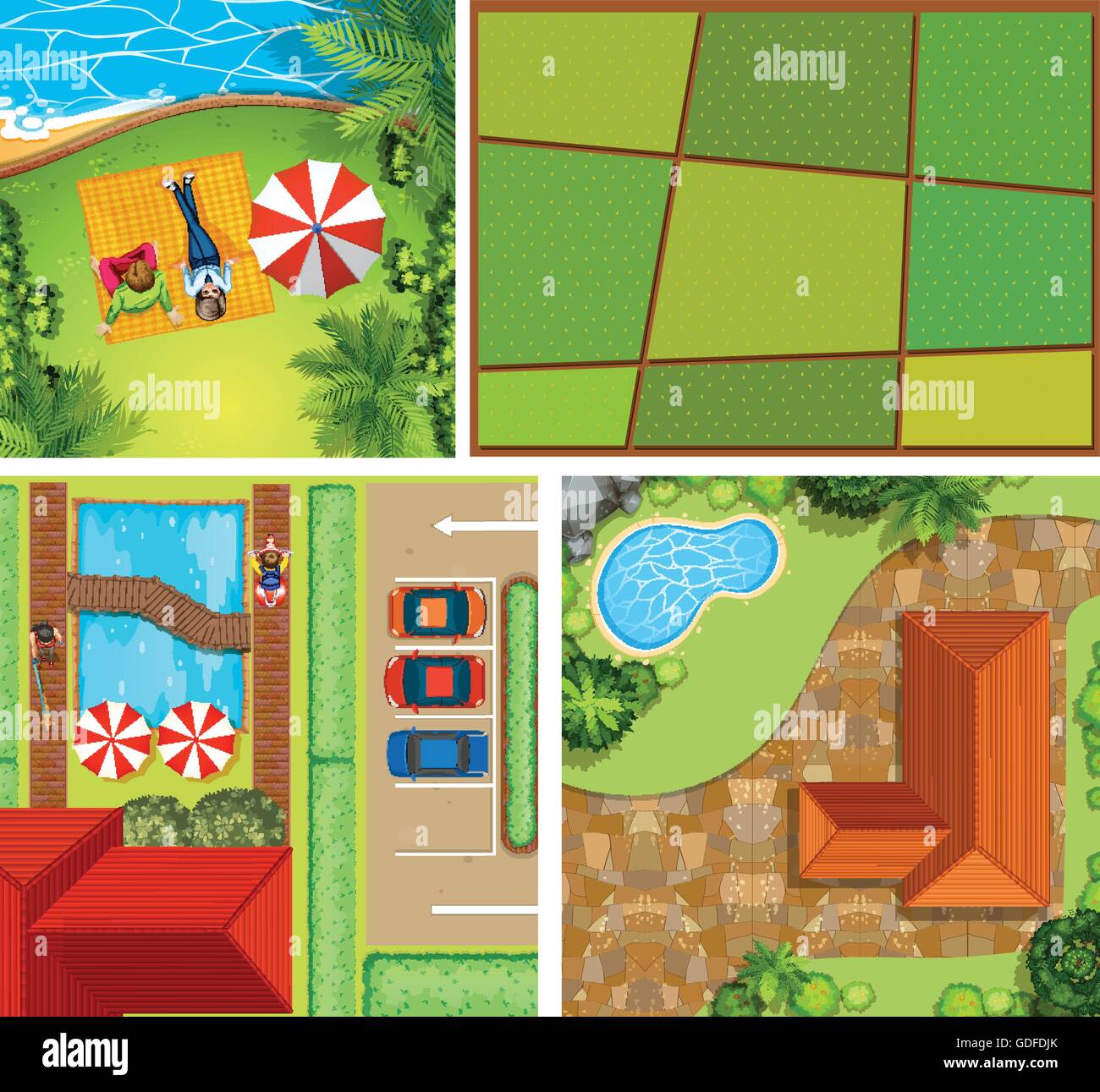 Top view of house and park illustration Stock Vector Image & Art - Alamy