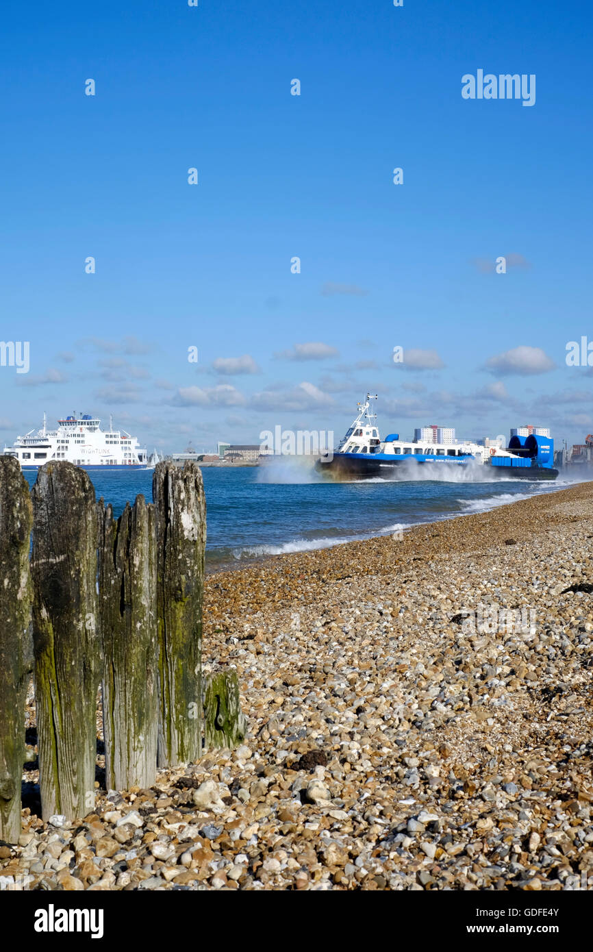 hovertravel hovercraft operating in the solent off southsea seafront ...