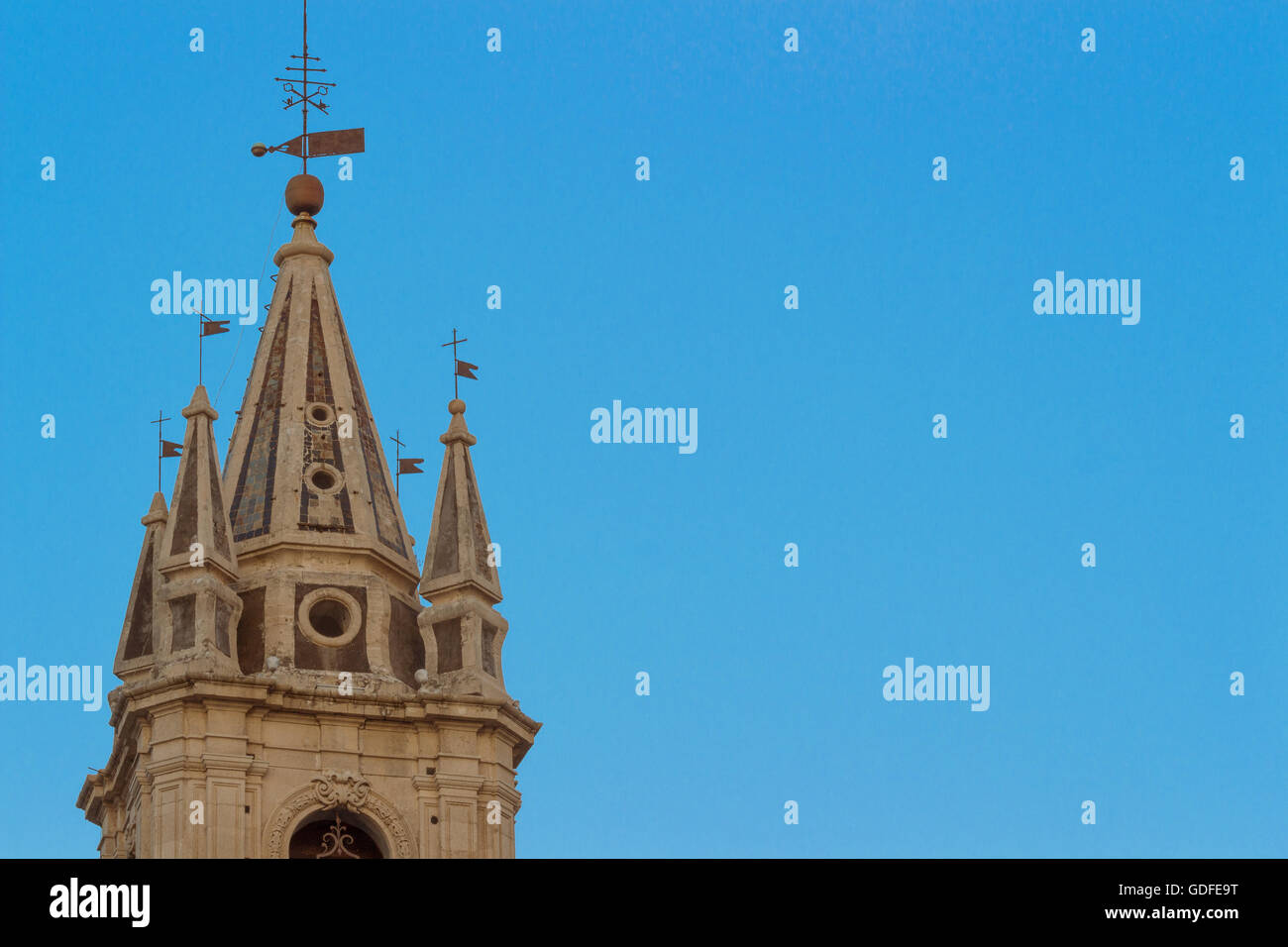 Detail of bell-tower's San Sebastian Church -baroque architecture Stock ...