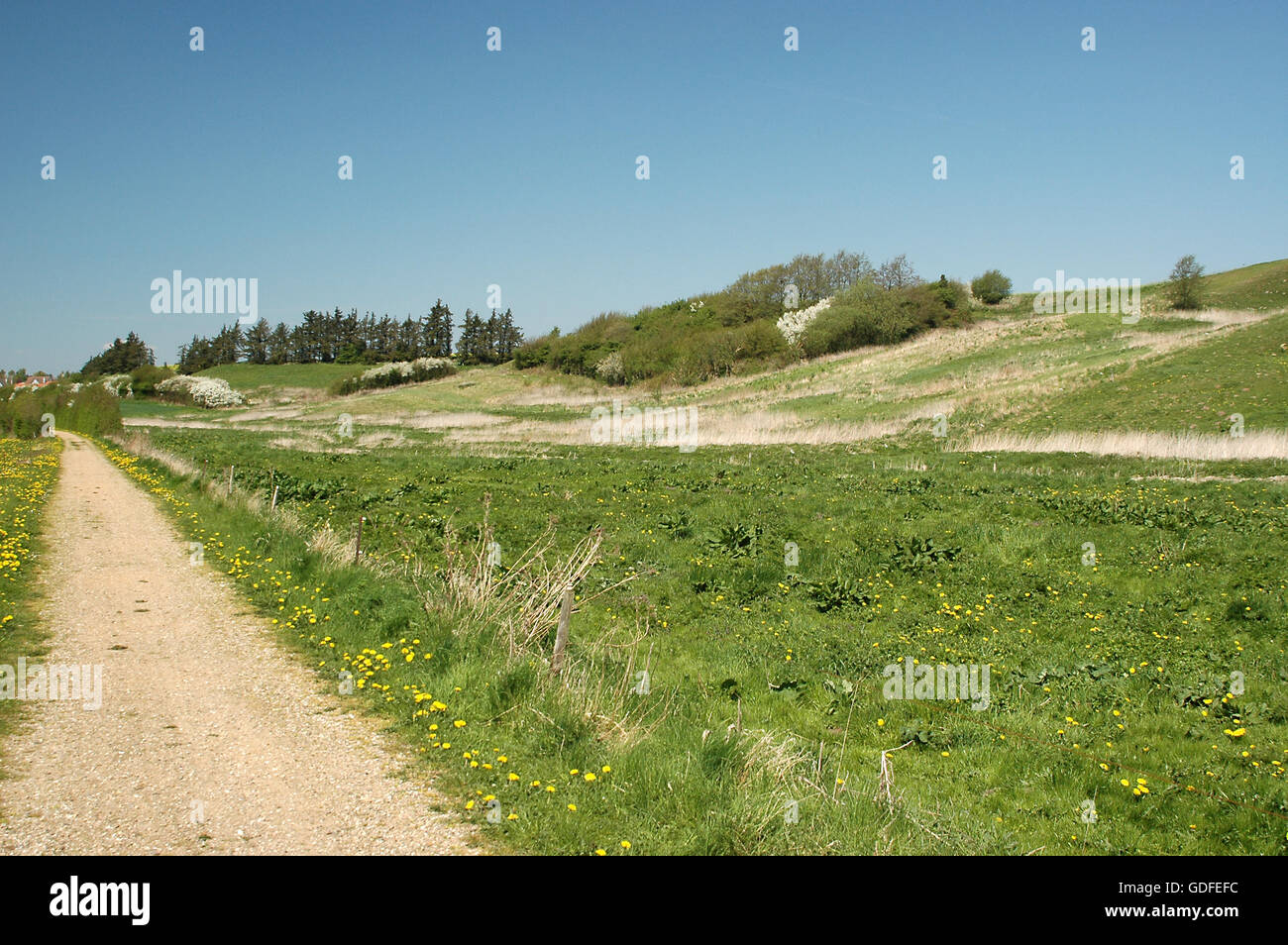 Landscape formed by Ice Age near Broager in Denmark. There once was a ...