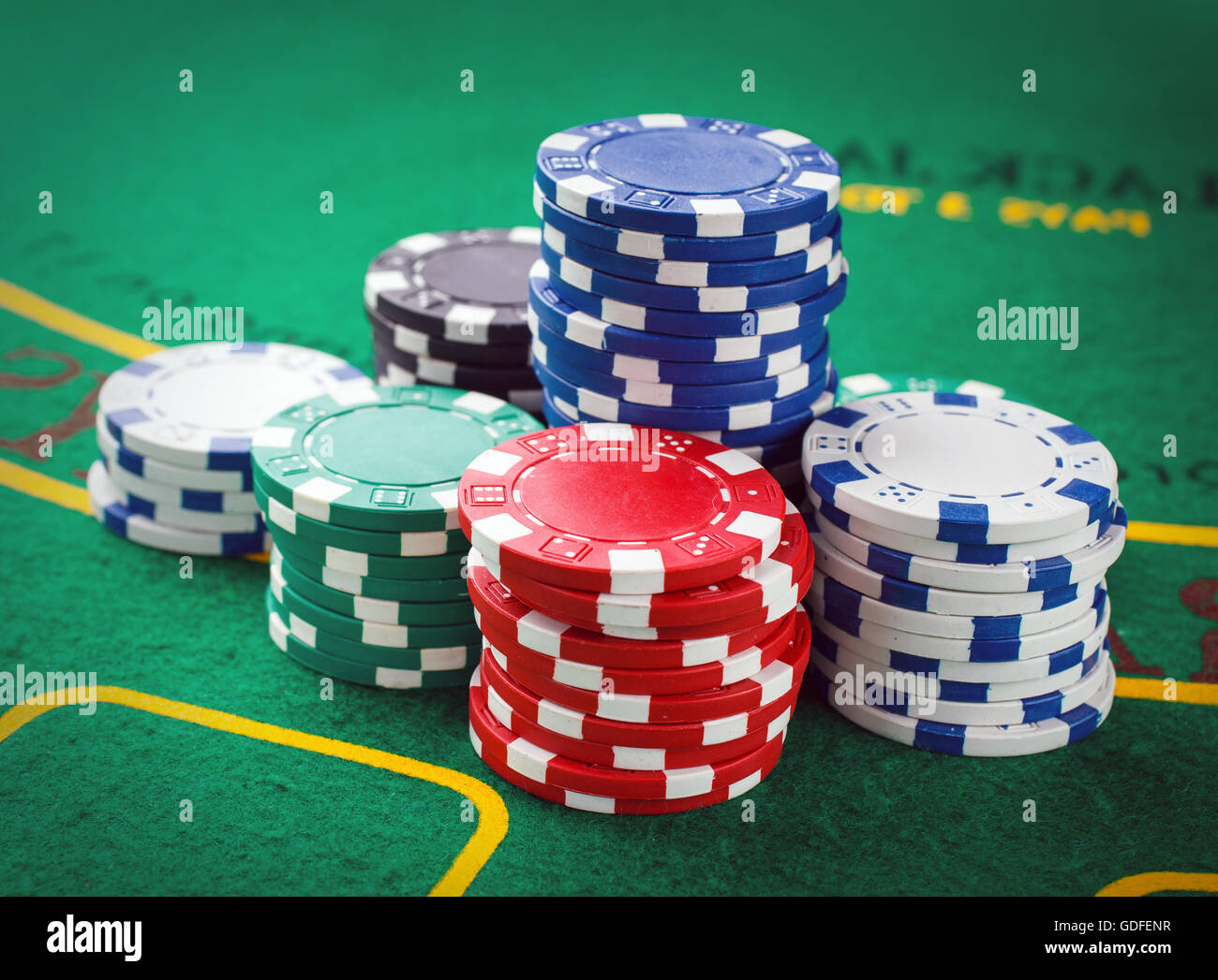 pile chips for poker game Stock Photo - Alamy