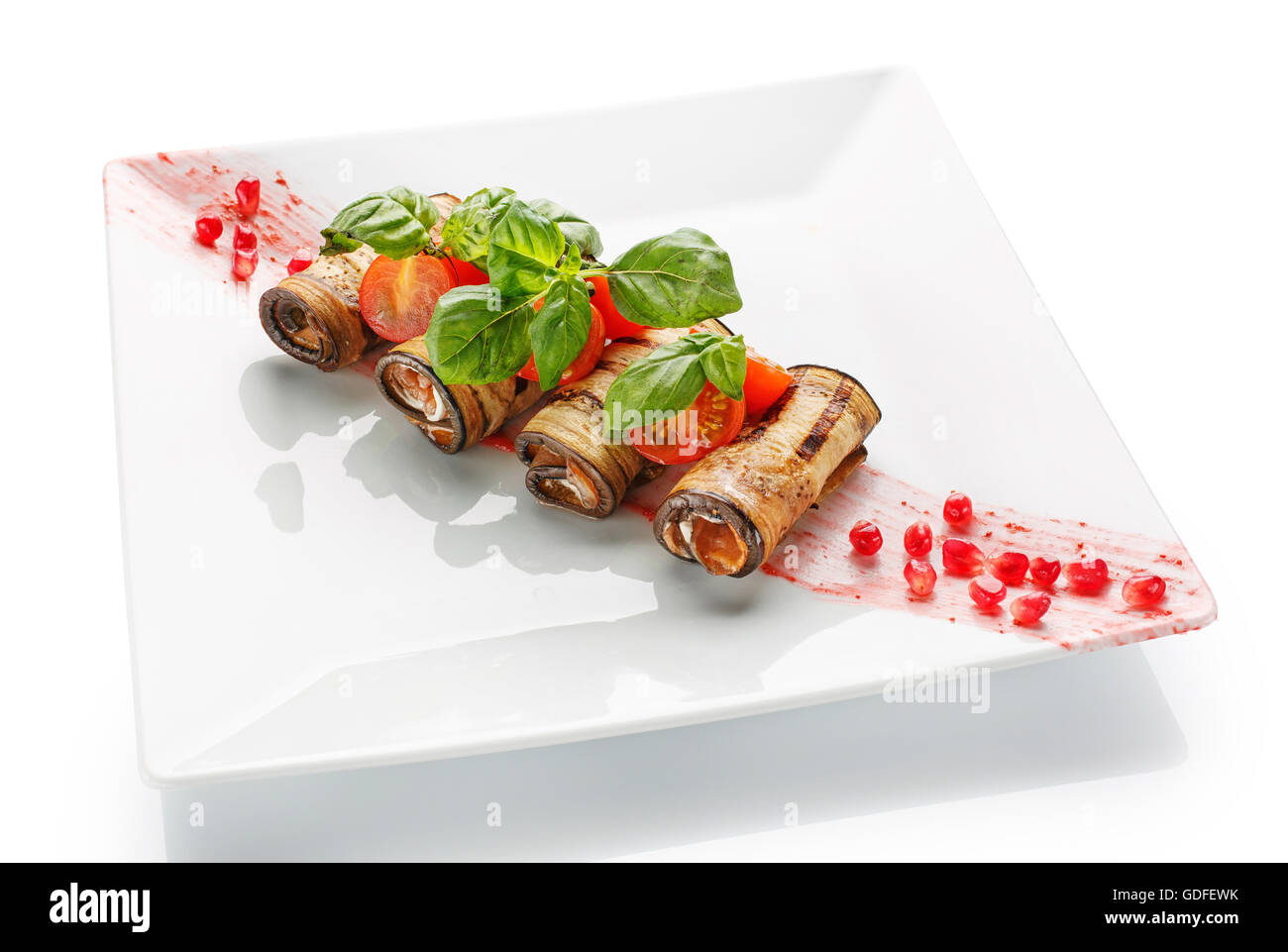 appetizing restaurant food on white background Stock Photo - Alamy