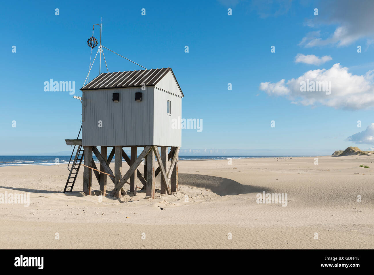 Famous authentic wooden beach hut, for shelter, on the island of ...