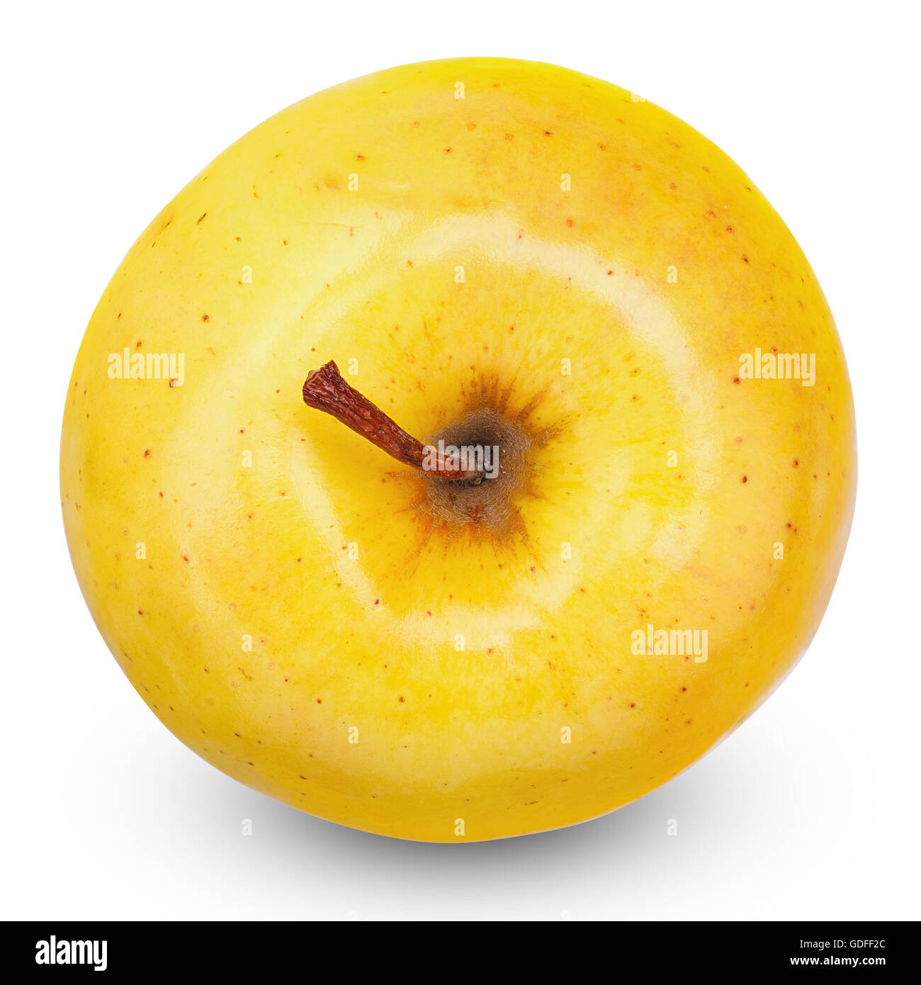 Ripe yellow apple isolated on white. With clipping path Stock Photo - Alamy