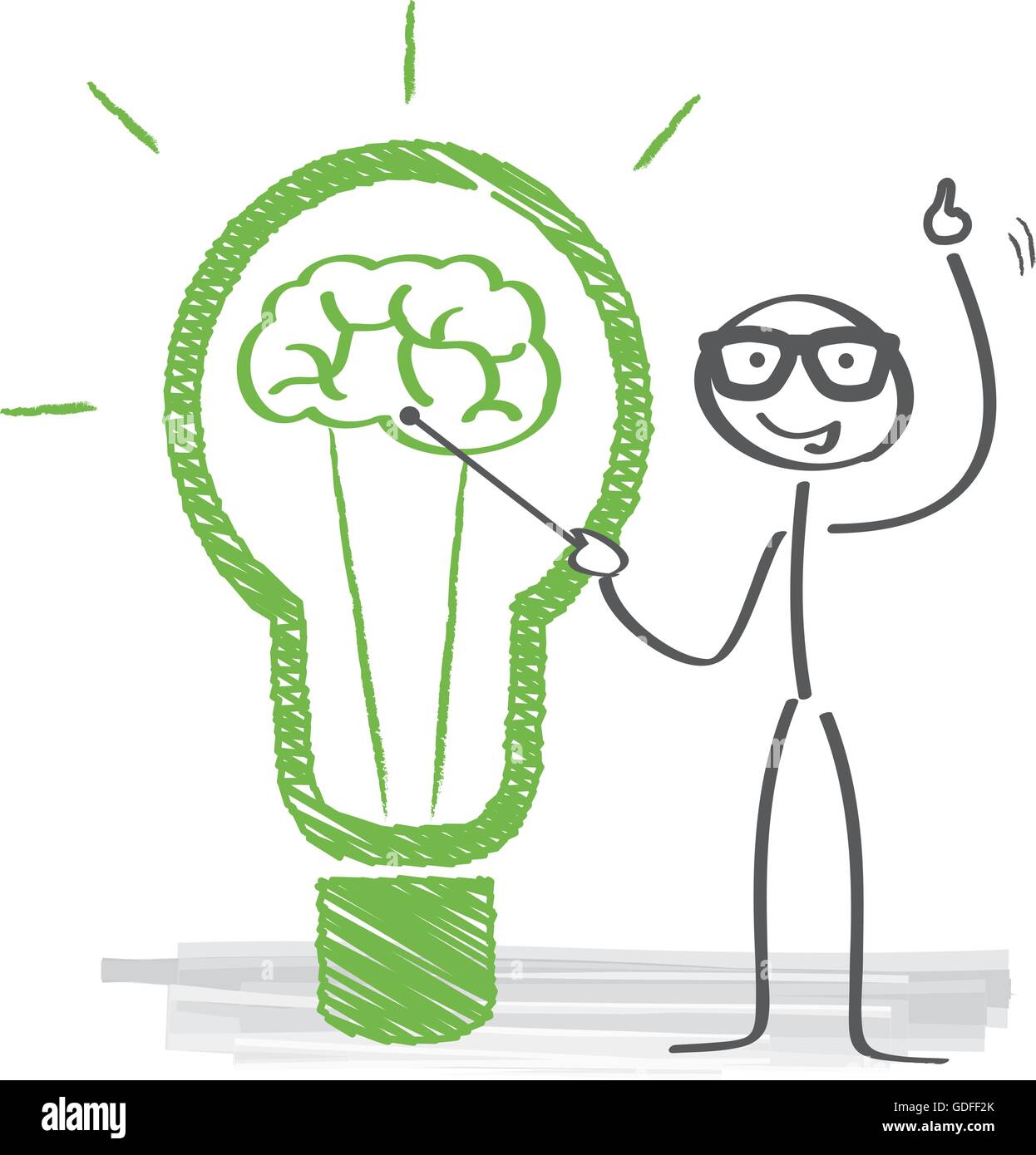 Vector Illustration light bulb idea with stick figure Stock Vector ...