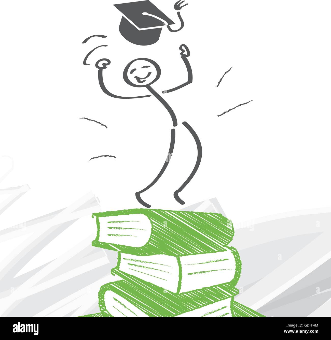 Success through Education - figure climbs a mountain of books Stock ...