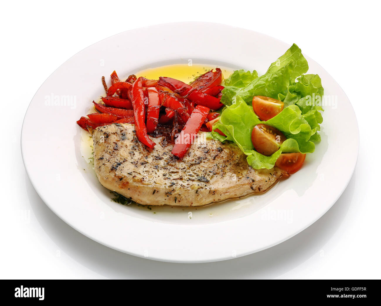 appetizing restaurant food on white background Stock Photo - Alamy