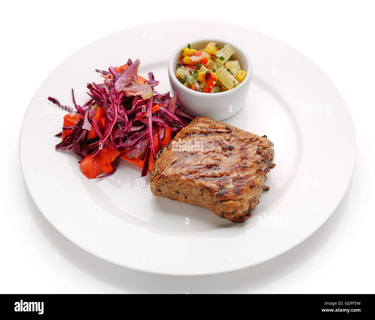 appetizing restaurant food on white background Stock Photo - Alamy