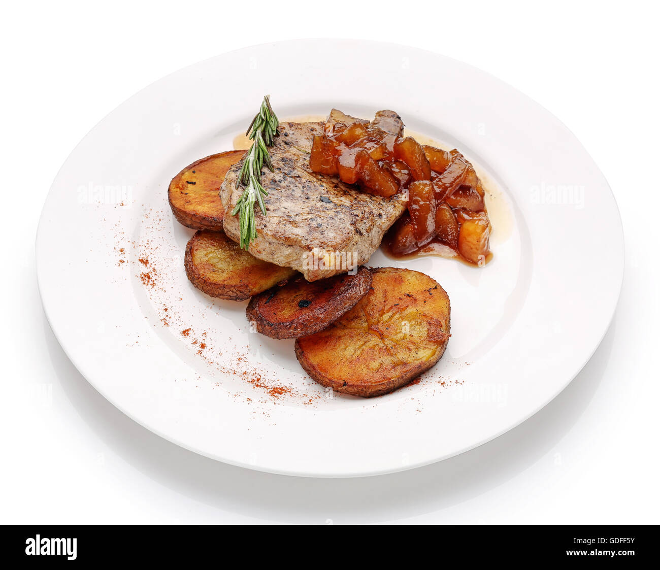 appetizing restaurant food on white background Stock Photo - Alamy