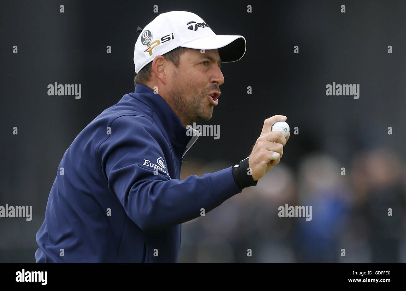 Englands david howell celebrates on first green hi-res stock ...